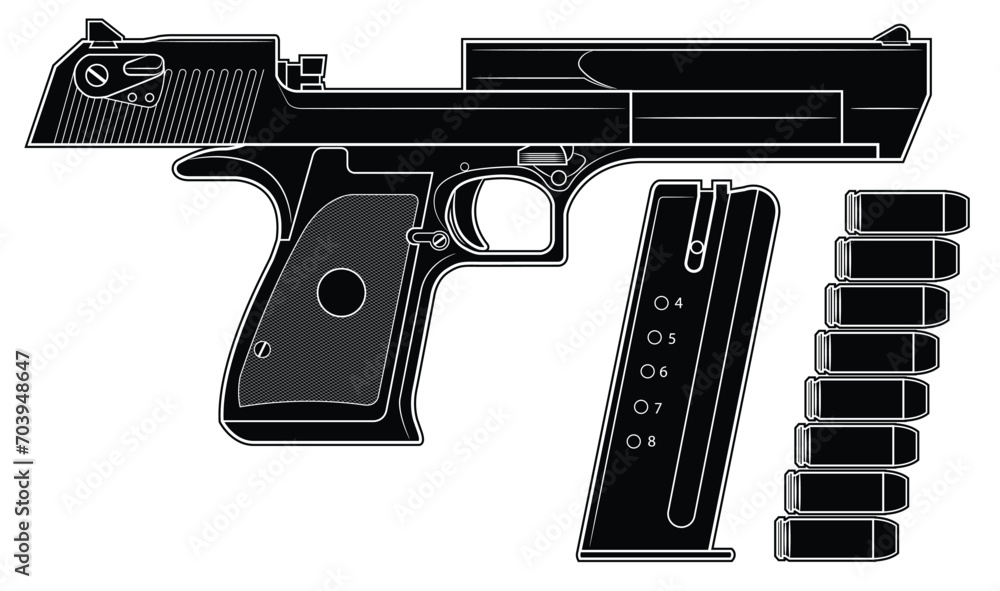 Vector illustration of the Desert Eagle automatic pistol with the ...