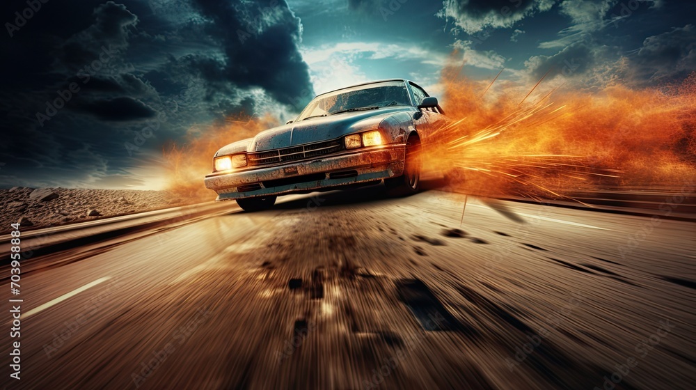 Images might illustrate objects gaining speed, such as a car ...