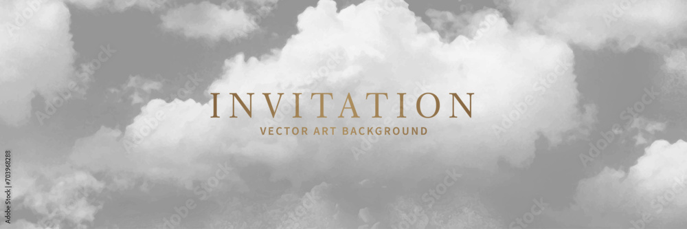 Premium cover design with white clouds on gray backdrop. Luxury ...