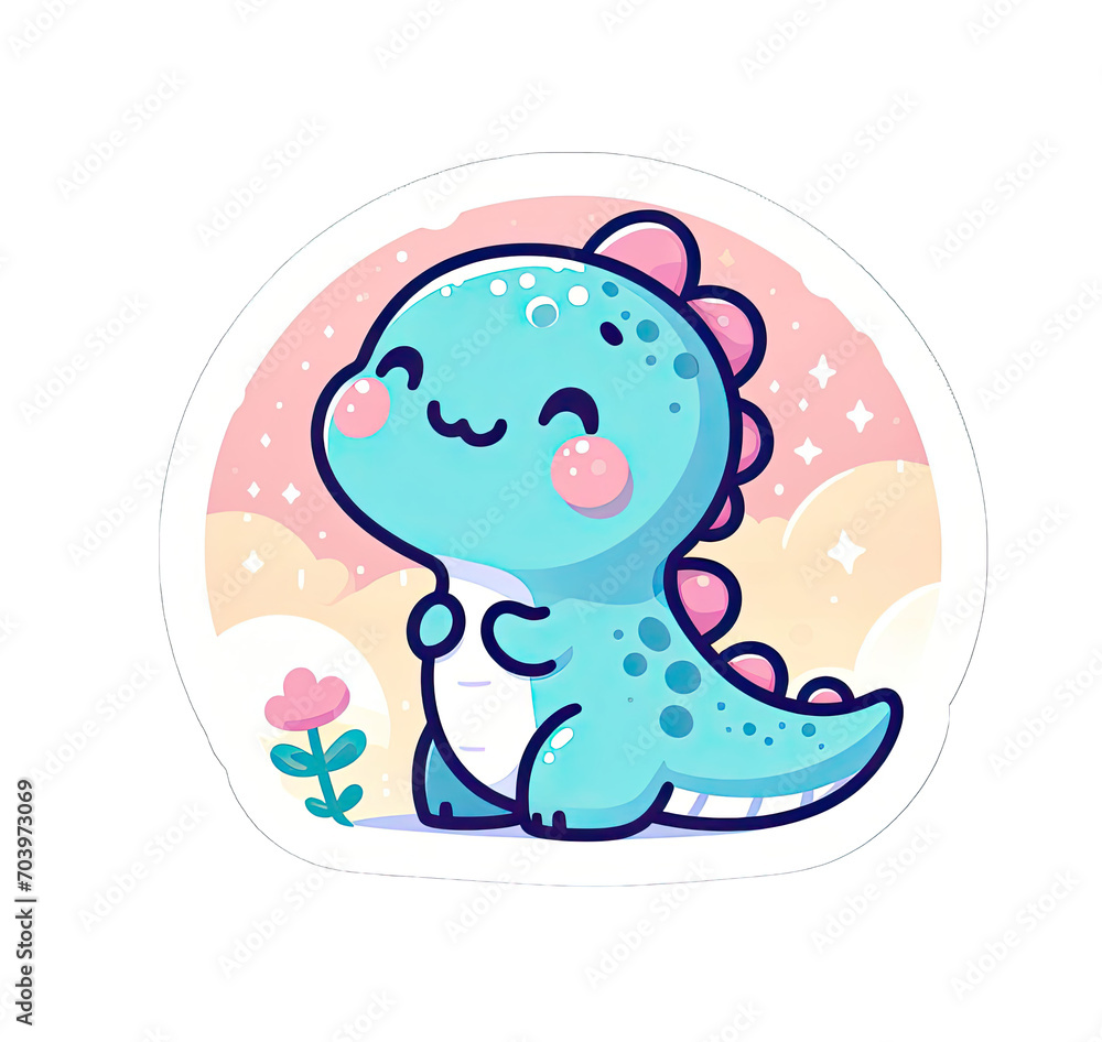 Generative AI Cute Little Dino Sticker, cute baby dinosaur sticker ...