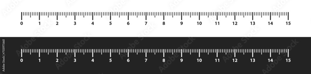 Ruler icons. Silhouette, ruler icons up to 15 centimeters. Vector icons ...