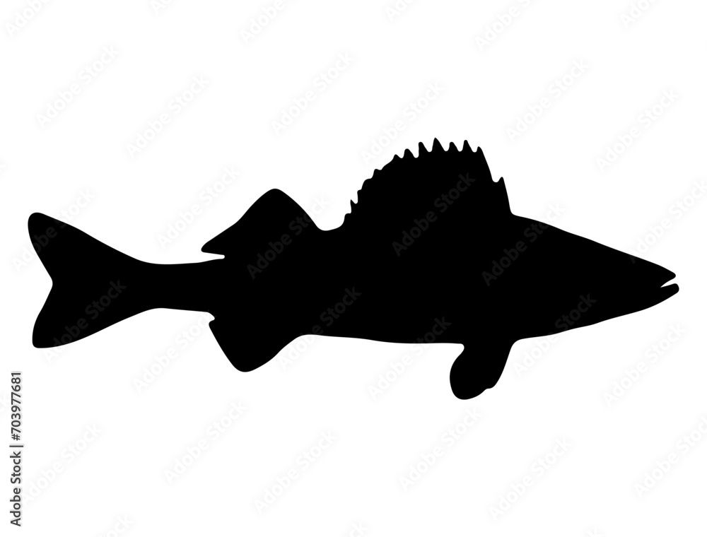 Walleye fish silhouette vector art white background Stock Vector ...