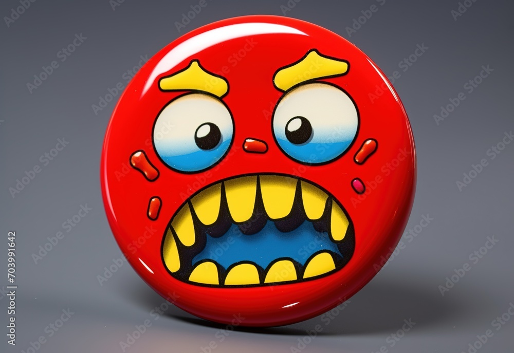 Shocked, afraid or scared emoticon with a wide open mouth and bulging ...