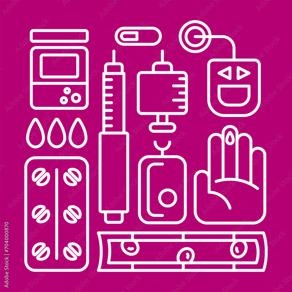 Diabetes poster on a bright pink background. Image of blood glucose ...