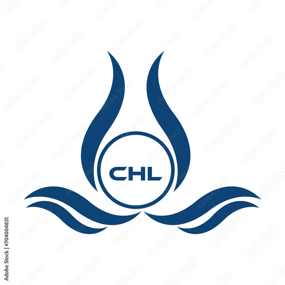 CHL letter water drop icon design with white background in illustrator ...