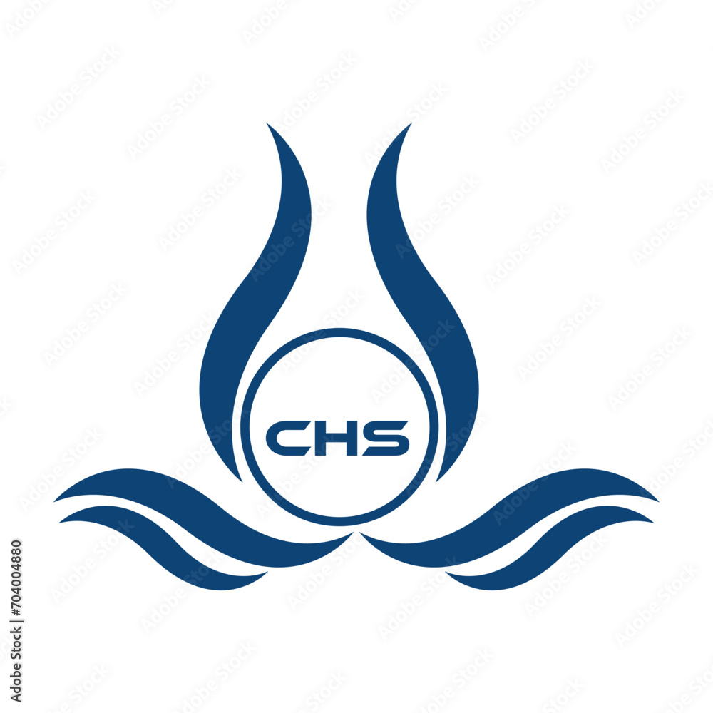 CHS letter water drop icon design with white background in illustrator ...