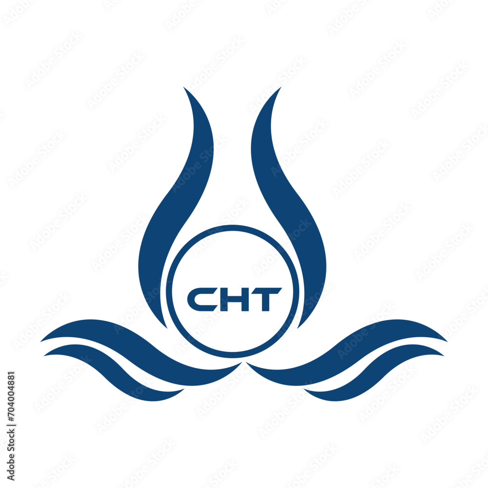 CHT letter water drop icon design with white background in illustrator ...