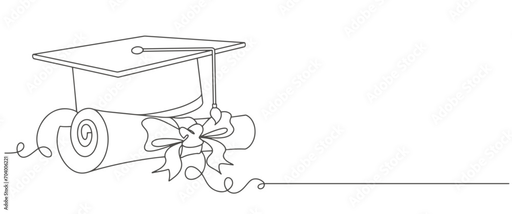 hand drawn line art vector illustration of graduation hat, graduation ...