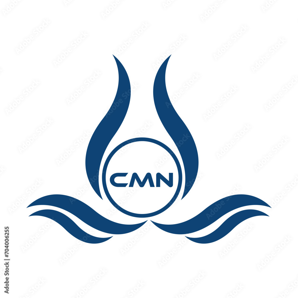CMN letter water drop icon design with white background in illustrator ...