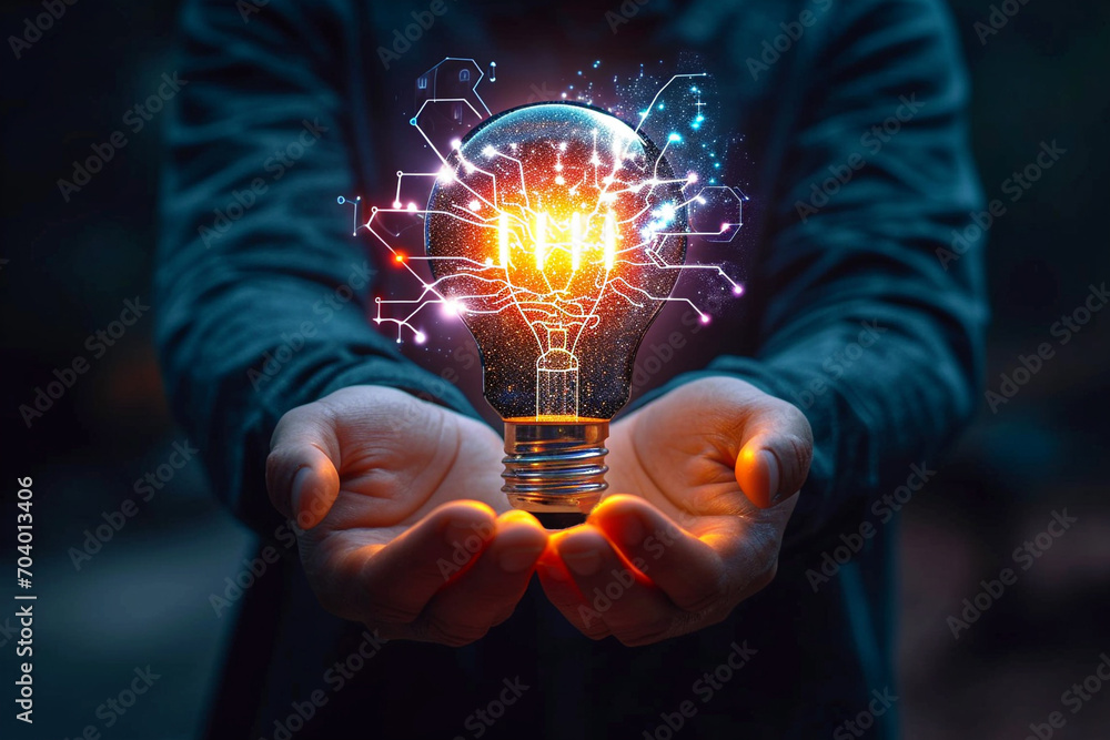 Innovation. New concept ideas with innovations hand in hand with future ...