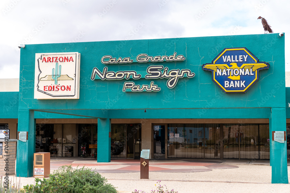 Casa Grande, Arizona - December 23, 2023: The famous Casa Grande neon ...