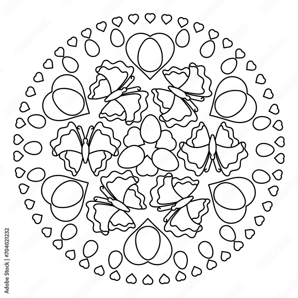 Mandala coloring page. Easter vector illustration. Children's coloring ...