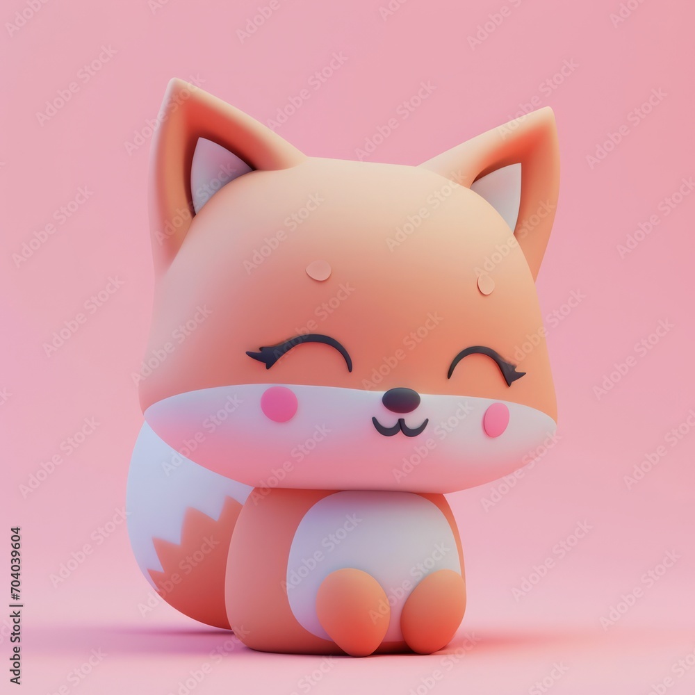 Adorable clay fox, muted pastels, 3D clay icon, Blender 3d, matte ...