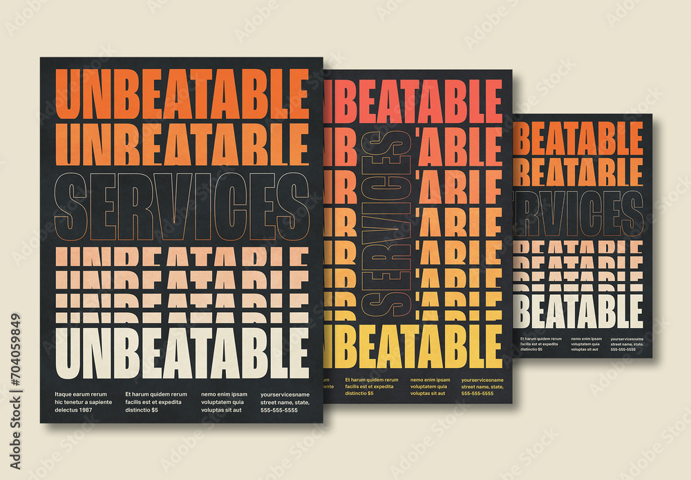 Trendy Posters Layout with Stacked Text Design Stock Template | Adobe Stock