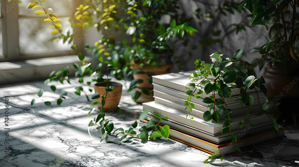 Stacks of flyers mockup blank paper for design presentation White empty ...