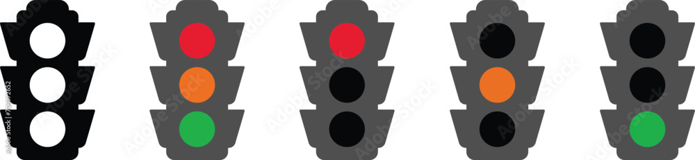 Traffic light interface icon in flat set. isolated in transparent ...