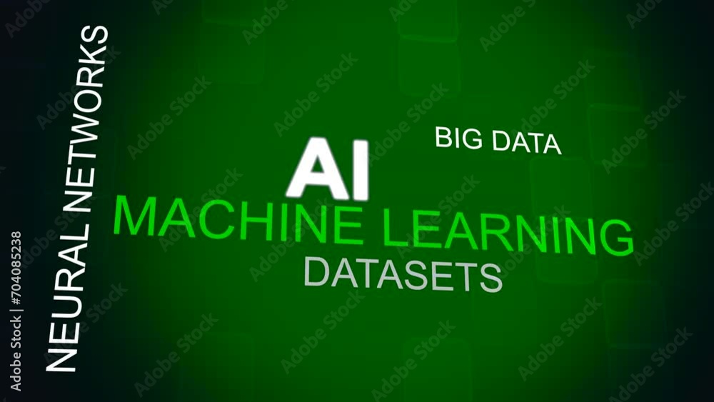 An animated word cloud showcasing AI concepts, highlighting phrases ...