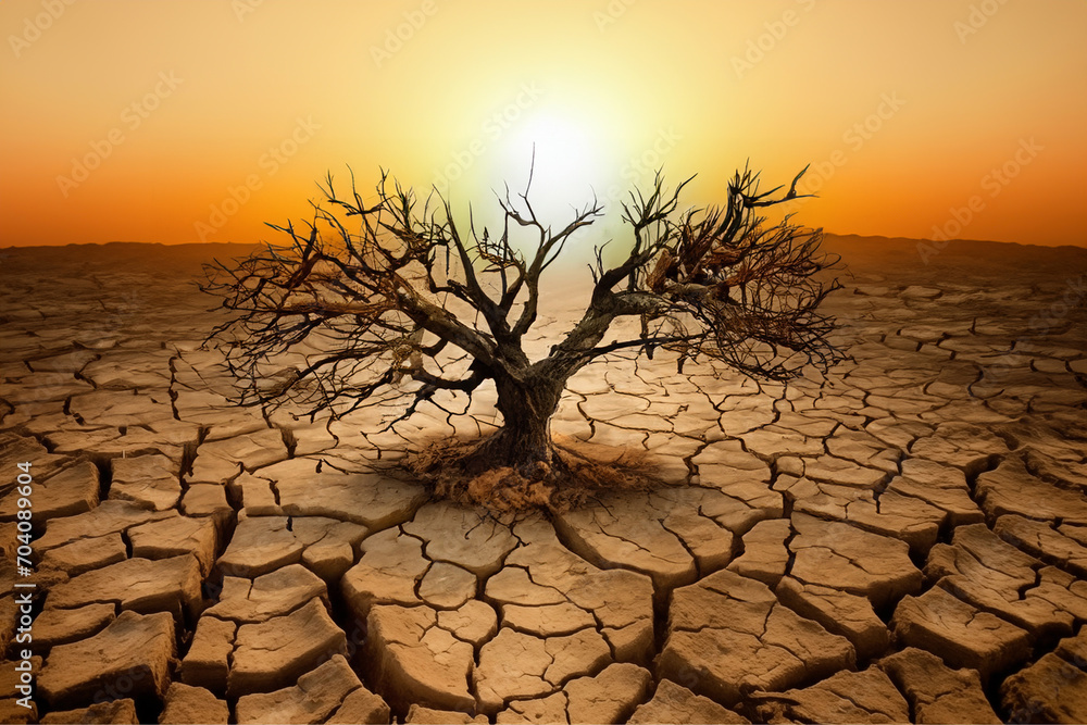 Drought land. Dries, Global drought. Dried tree in Dry cracked earth ...