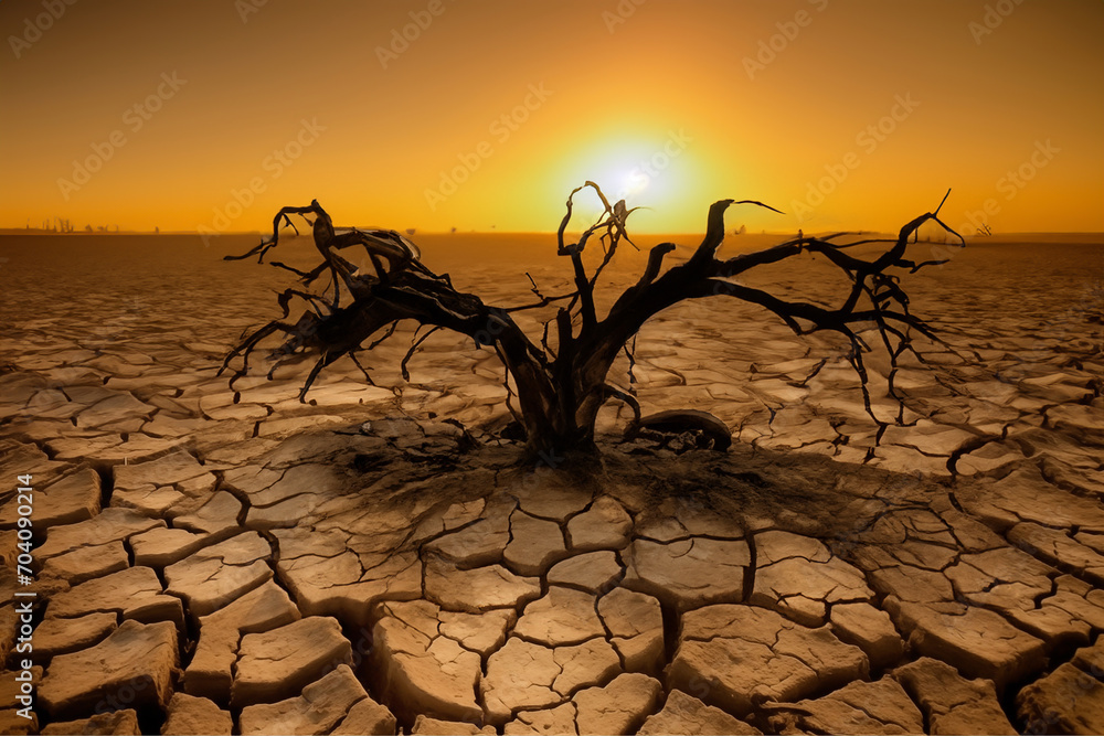 Drought land. Dries, Global drought. Dried tree in Dry cracked earth ...