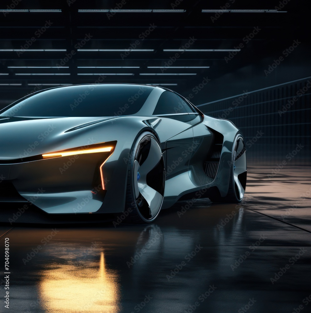 Elegant Vision of a Futuristic Car Emerging From the Darkness ...