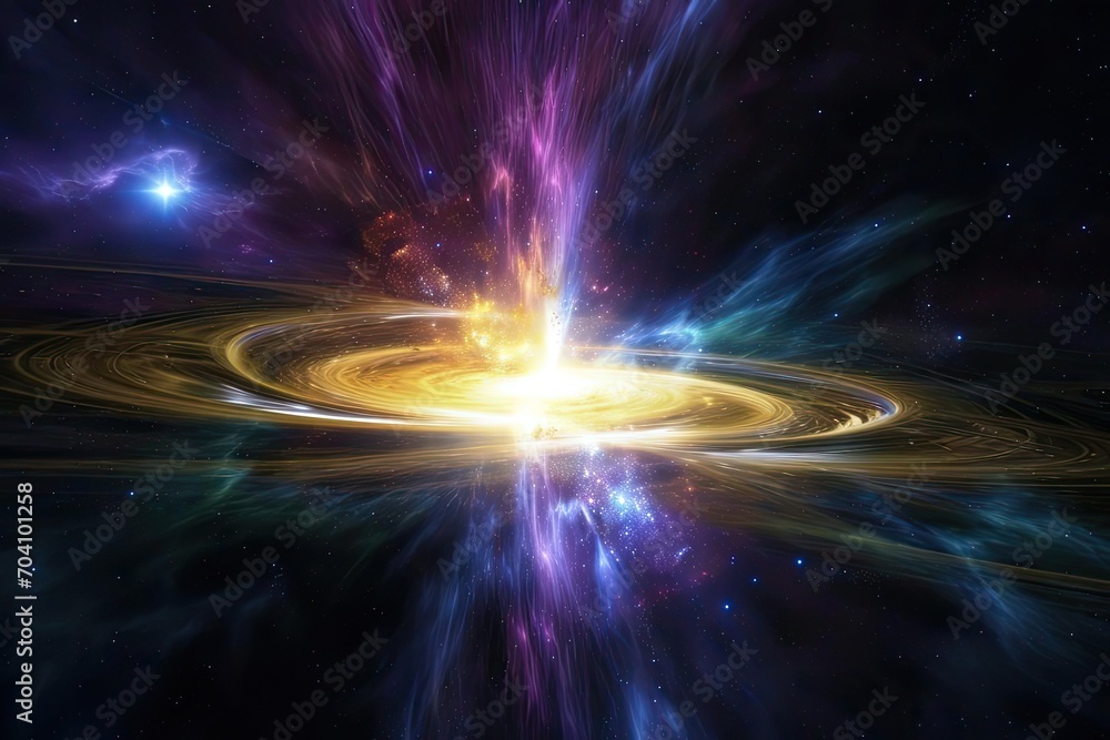 A cosmic view of a pulsar with its powerful magnetic field and beams of ...