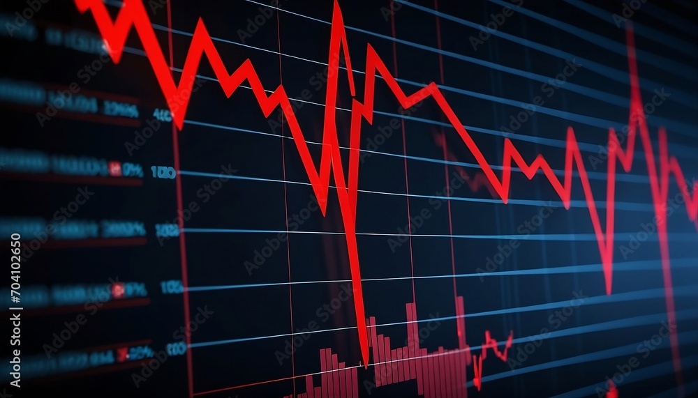 Investment Stock market trading chart and stock market fall and loss in ...