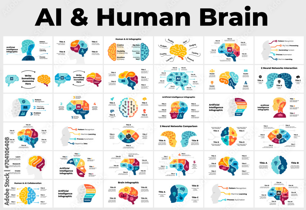36 Artificial Intelligence Infographics. Brain Circle Diagram. Machine ...