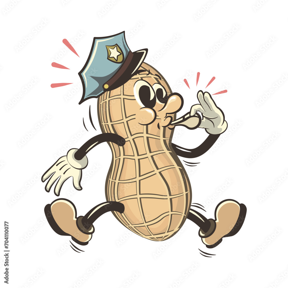 vector illustration of vintage mascot character peanut wearing a police ...