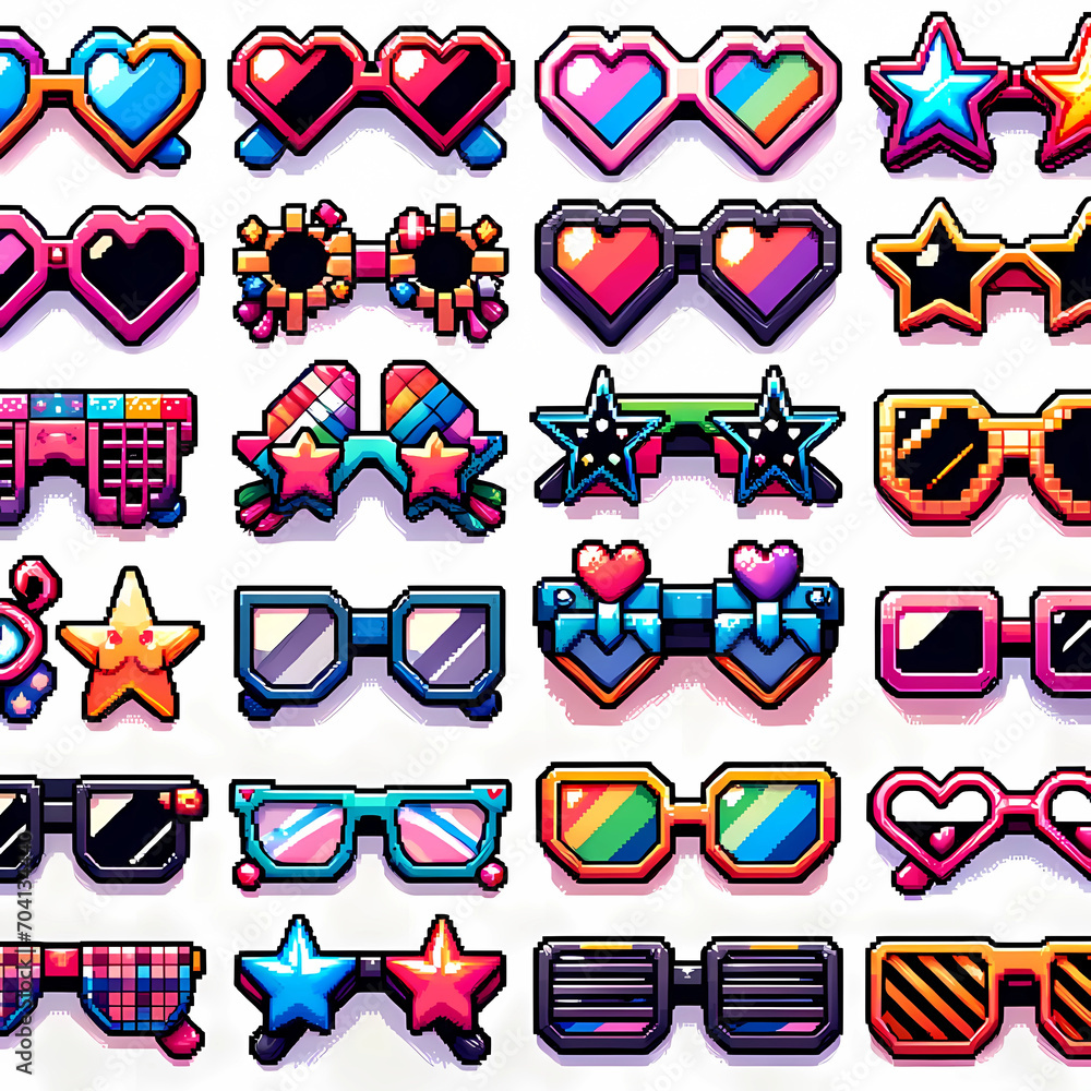 A collection of cartoonish eyeglasses designs for a video game ...
