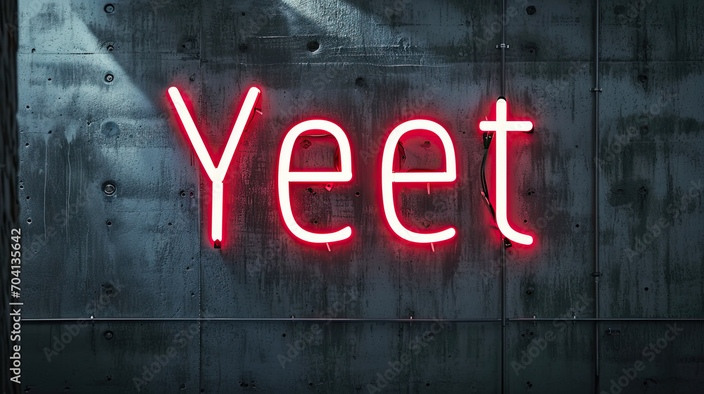Yeet written in neon sign letters, gen z slang for throw or toss Stock ...