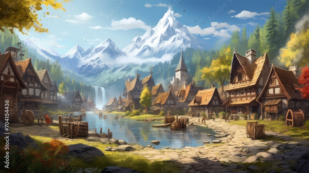Fantasy RPG Village Game Artwork Stock Photo | Adobe Stock
