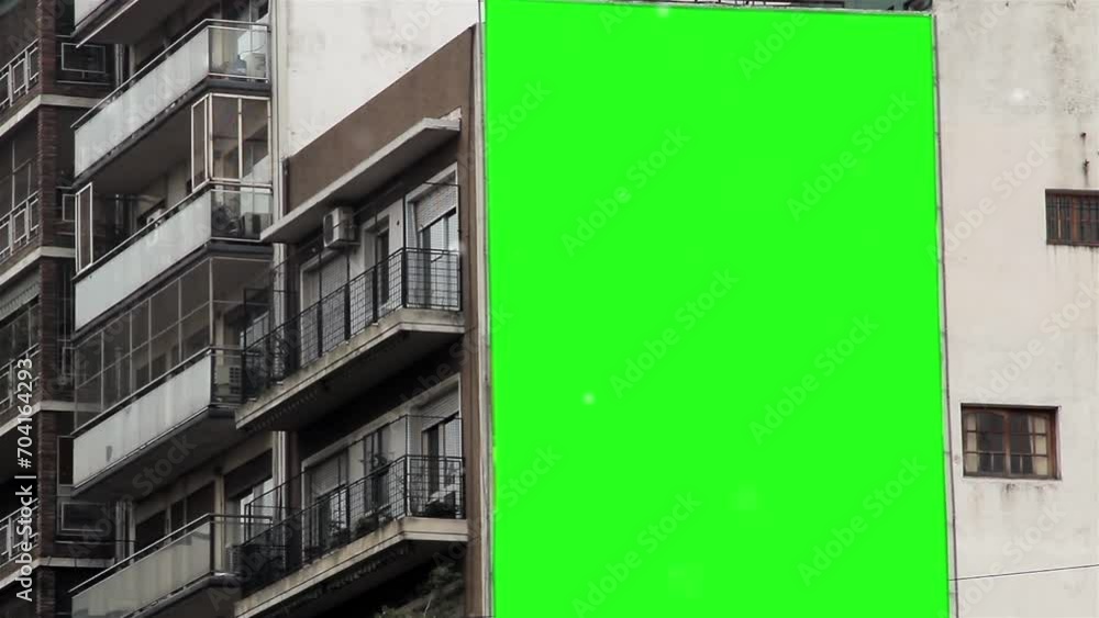 An Old Apartment Building with Green Screen Chroma Key Advertising ...