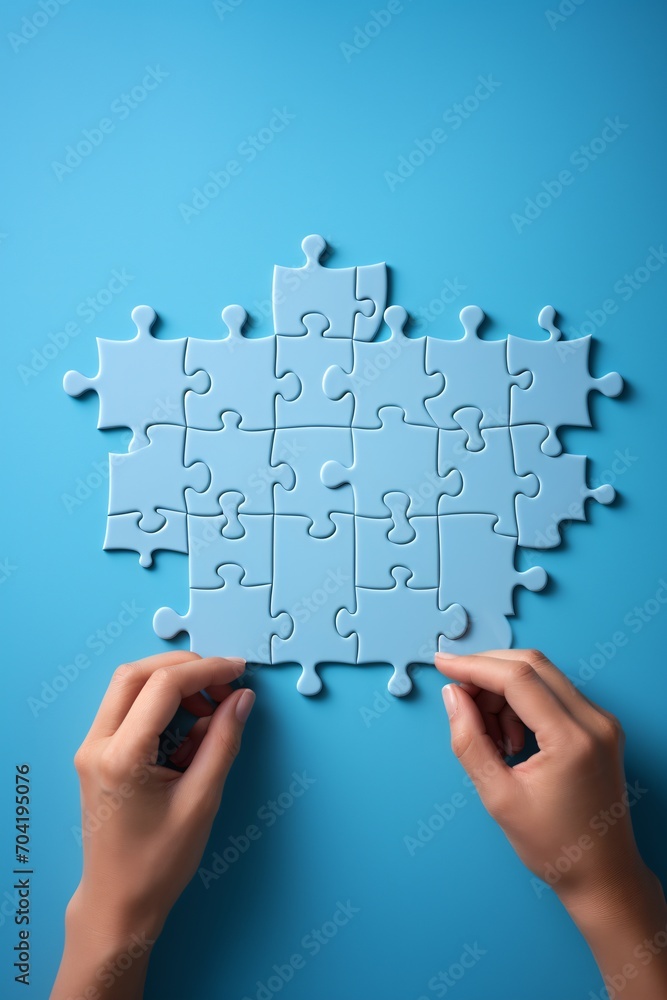 Fitting the final puzzle piece to complete the jigsaw puzzle Stock ...