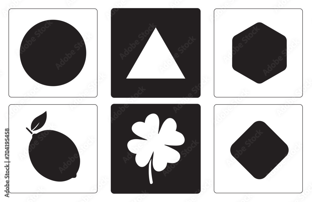 Infant Visual Stimulation Patterns, Black and white flash card with ...