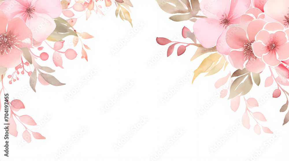 Floral frame with watercolor flowers, decorative flower background ...