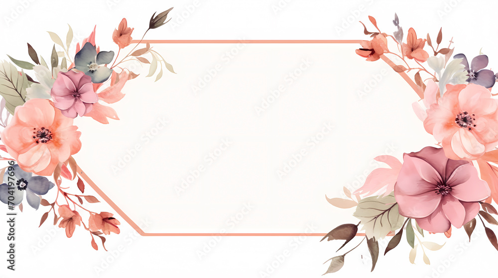 Floral frame with watercolor flowers, decorative flower background ...