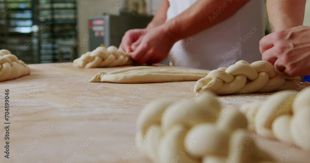 Making traditional challah pastries at a bakery, 4K, healthy home-made ...
