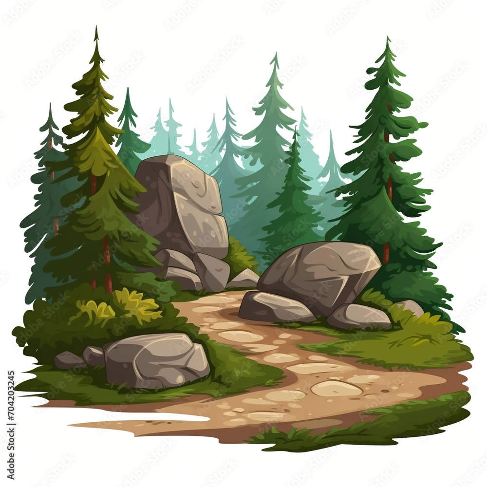 Cartoon illustration of a winding forest path Stock Illustration ...