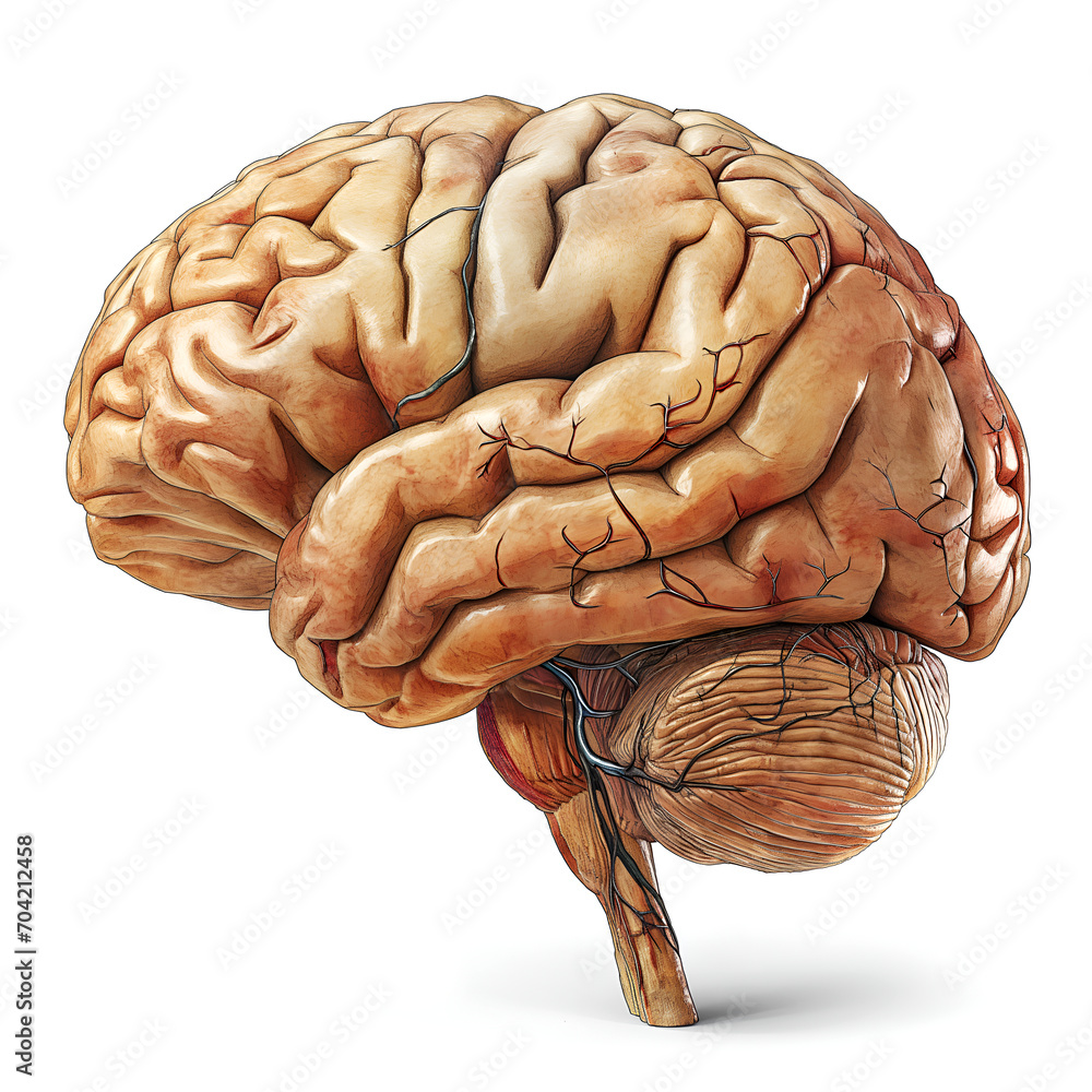 Isolated brain on white background, Human brain. Internal organ ...