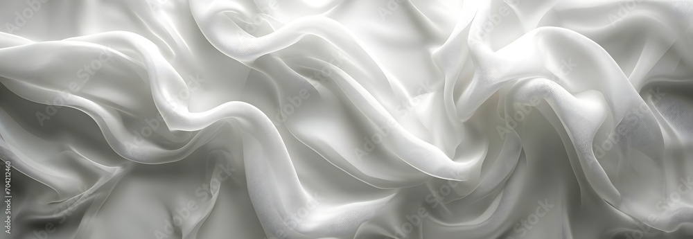 White ripple fabric texture display as background. copy space, mock up ...