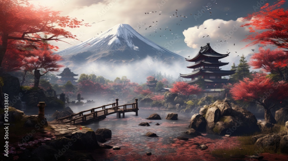 Japan Stunning Open World Game Art Stock Photo | Adobe Stock