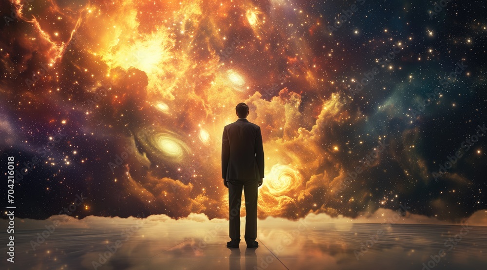 abstract of Businessman's Vision for the Future, silhouette of ...