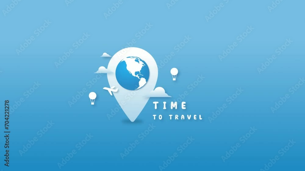 Vidéo Stock travel animation with world map and blue background, time ...