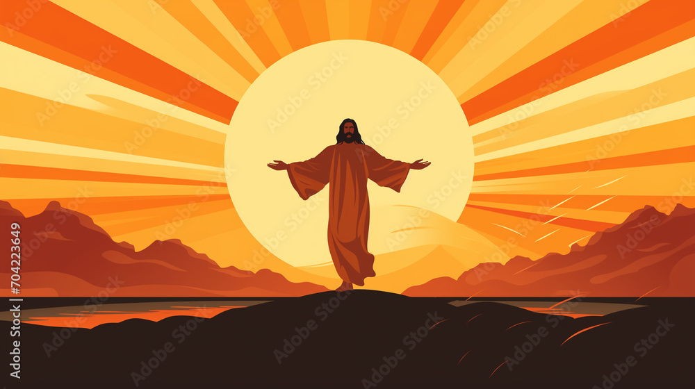 2d flat graphic image of Jesus Christ. Portrait of the spiritual leader ...