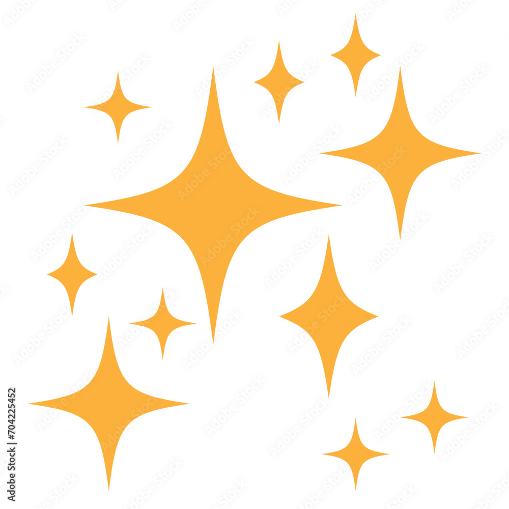 Yellow, gold, orange sparkles symbols vector. The set of original vector stars sparkle icon ...