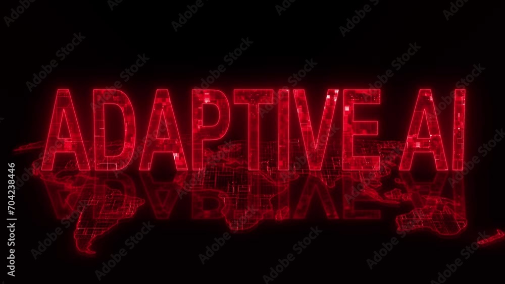 3d adaptive AI text technology earth map animation red glow Stock Video ...