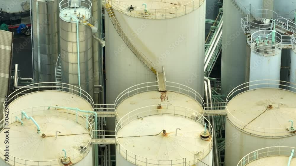 An aerial drone view of a lubricant plant reveals a sprawling ...