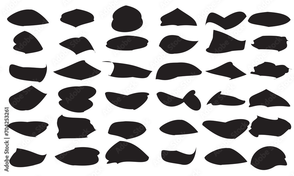 Abstract fluid blob shapes vector set. Paint liquid black blotch shapes ...