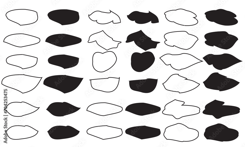Abstract fluid blob shapes vector set. Paint liquid black blotch shapes ... Abstract fluid blob shapes vector set. Paint liquid black blotch shapes ...