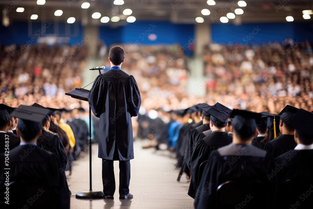 Ultra high definition image of a student giving a valedictorian speech ...